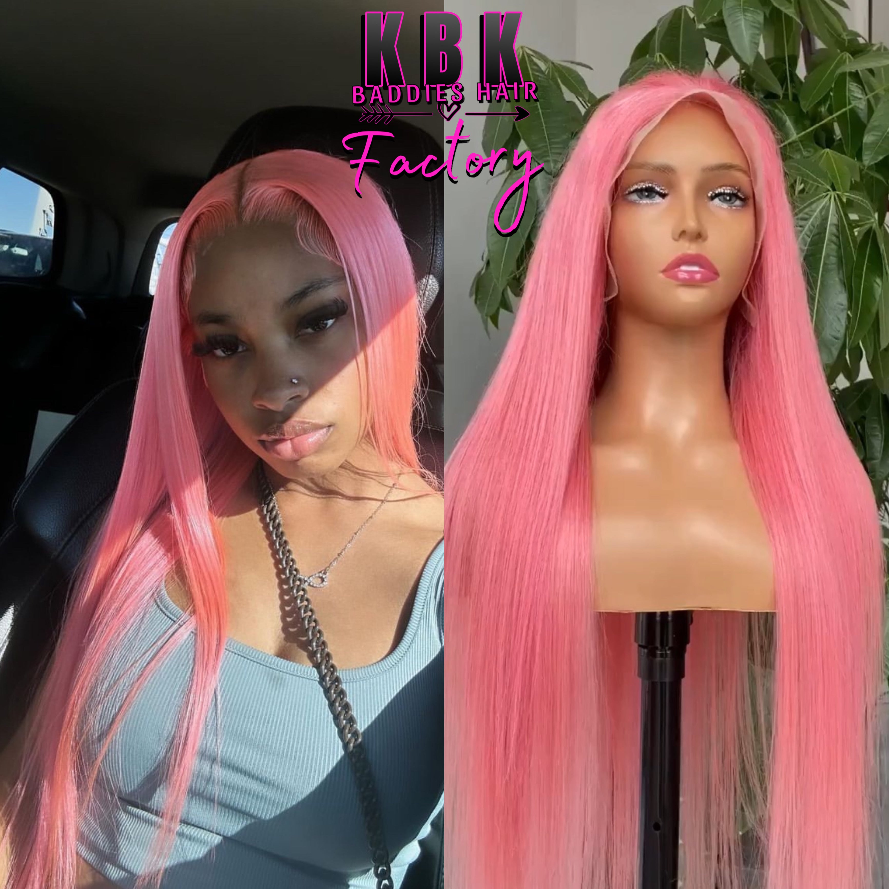 NEW 13x4 “Candy Pink Hottie” Straight Frontal Wig – Krowned By Kraazzii x KBK Baddies