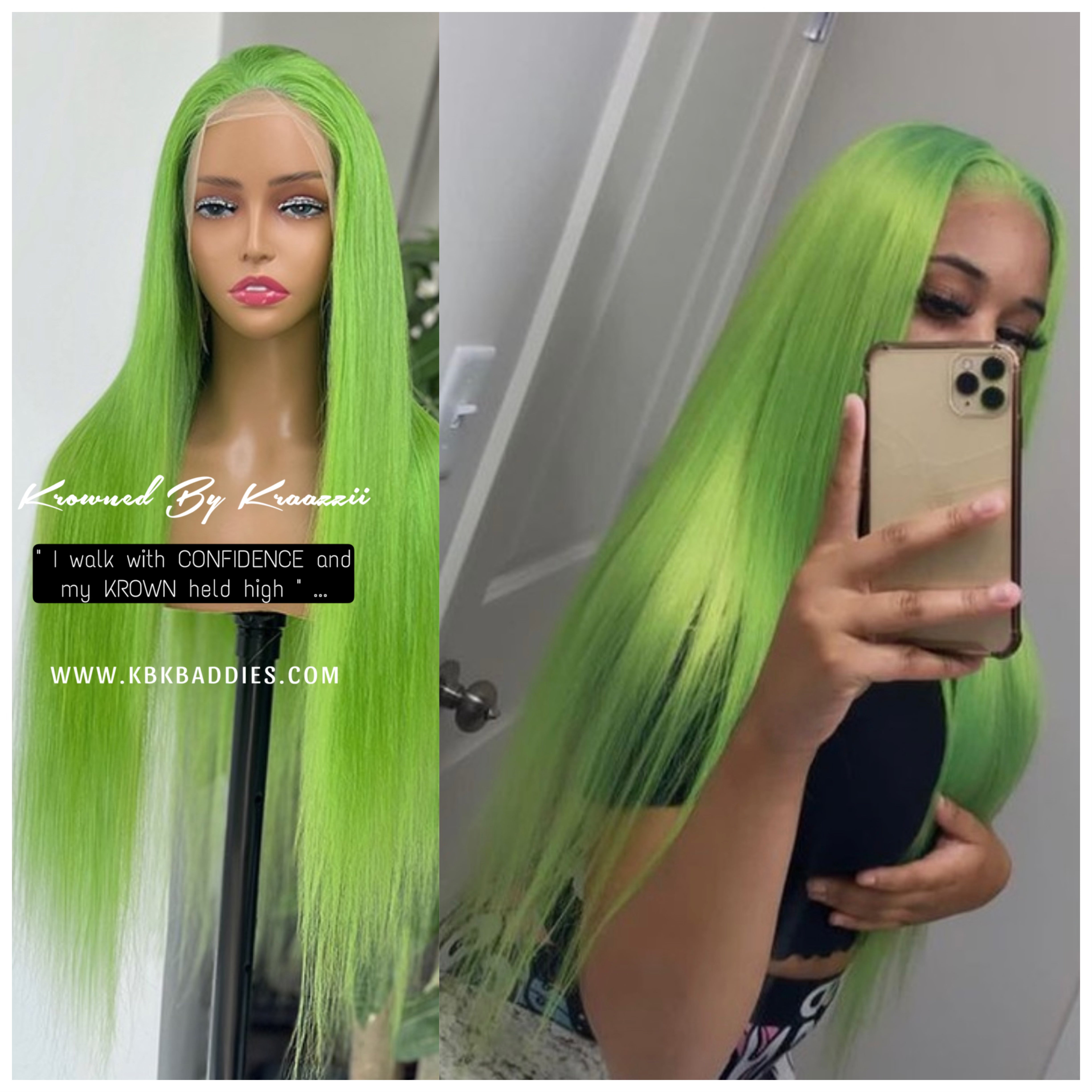 NEW 13x4 Straight “Apple Green” Unit – KBK BADDIES